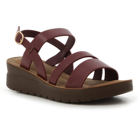 LYA WEDGE SANDALS BURGUNDY – pierre-cardin.co.za